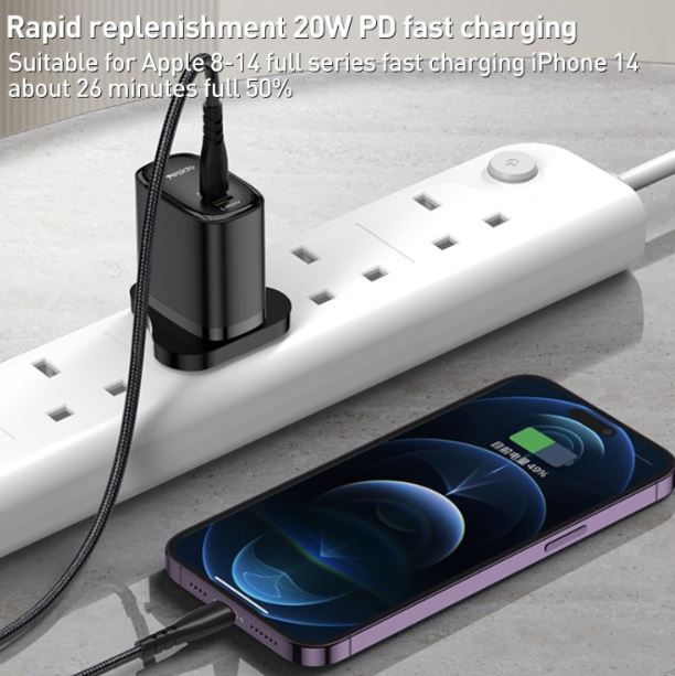 Yesido Mobile Charger 20W USB-C Type-C + 8 Pin Travel Charger With ...